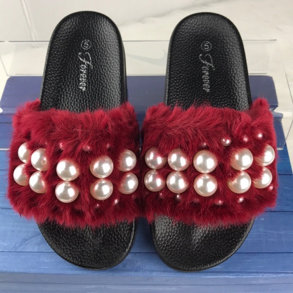 Forever. | Shoes | Womens Open Toe Faux Pearl Embellished Slides | Poshmark